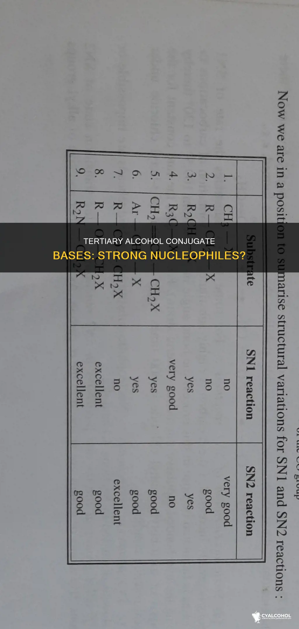Tertiary Alcohol Conjugate Bases: Strong Nucleophiles? | CyAlcohol