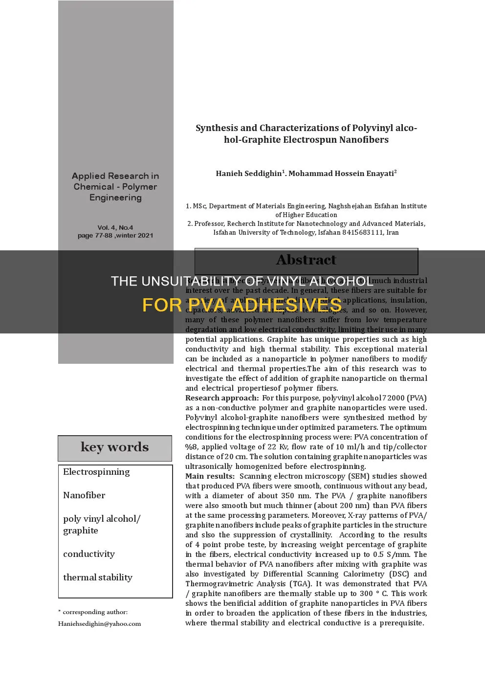 The Unsuitability Of Vinyl Alcohol For Pva Adhesives | CyAlcohol