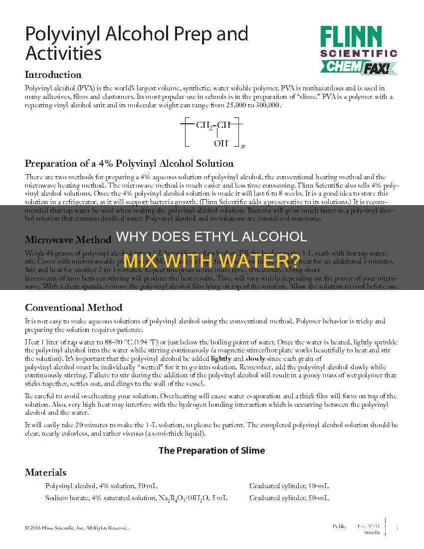 Why Does Ethyl Alcohol Mix With Water? | CyAlcohol